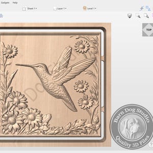 Hummingbird Flowers 3D STL File for CNC Router, 3D Print, Casting, Wood ...