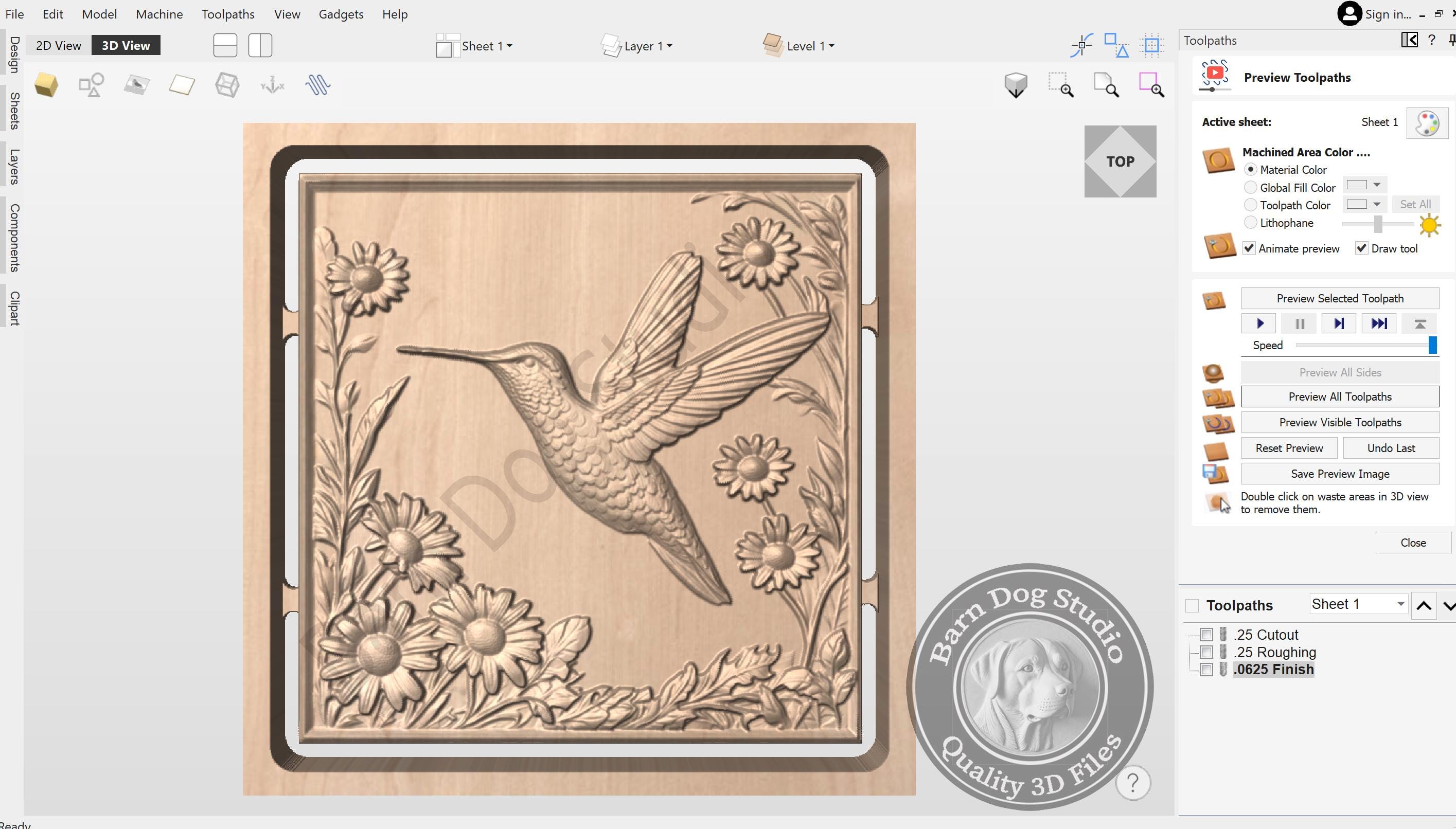 Hummingbird Flowers 3D Model STL File: CNC Router, Wood Carving ...