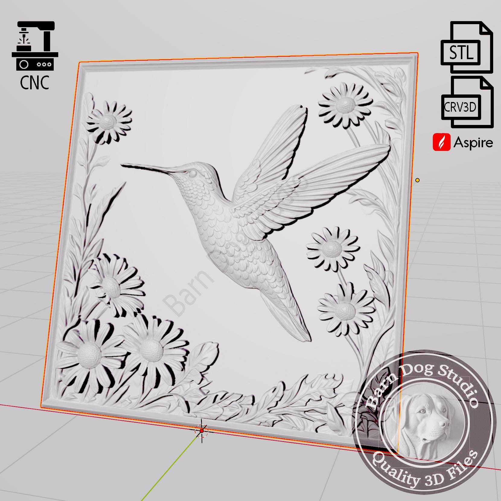 Hummingbird Flowers 3D Model STL File: CNC Router, Wood Carving ...