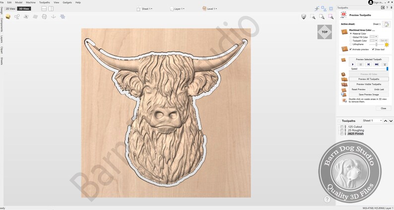 Highland Cow Steer Head, 3D STL File for CNC Router, 3D Print, Casting ...
