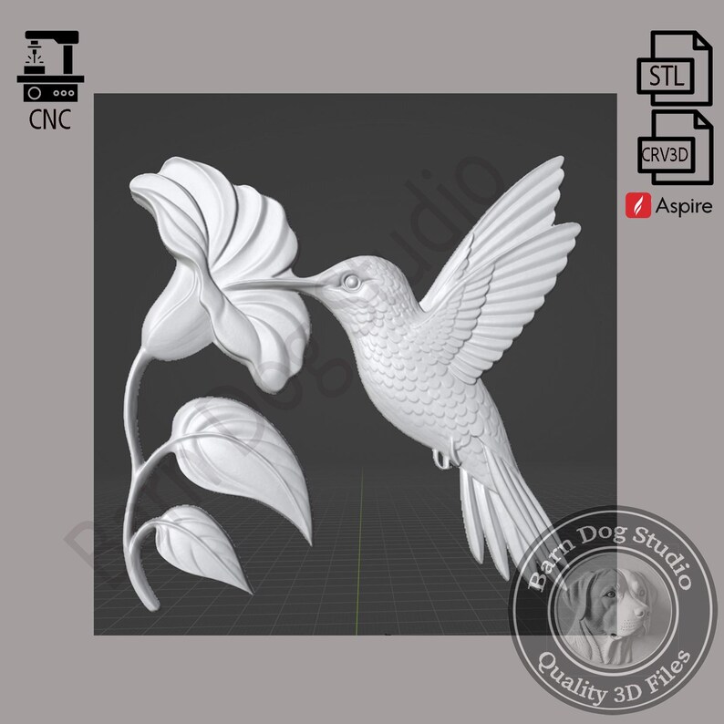 Hummingbird & Flower 3D Model STL File: CNC Router, Wood Carving - Etsy