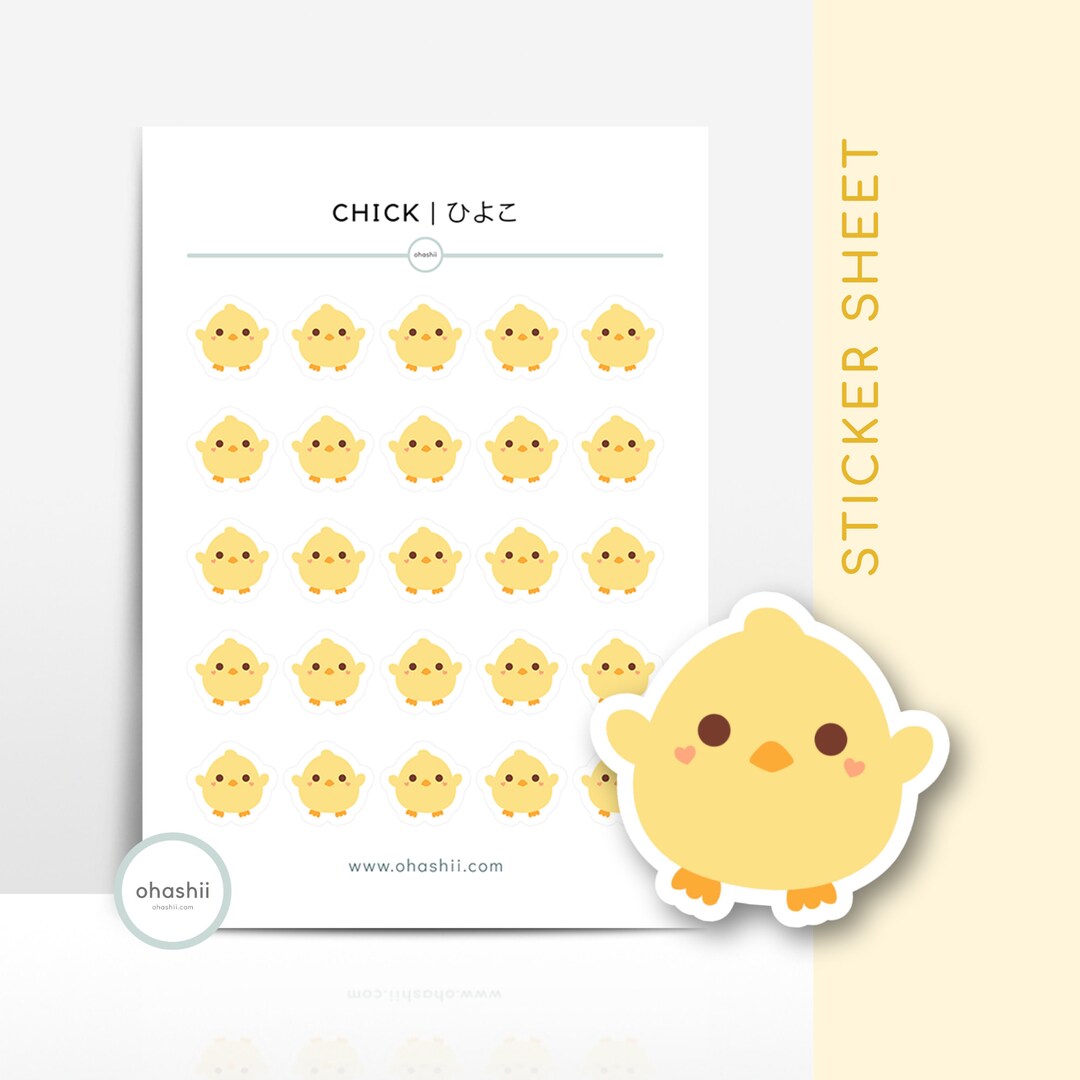 Kawaii Chick Sticker Sheet | Cute Baby Chick Stickers Japanese Planner ...