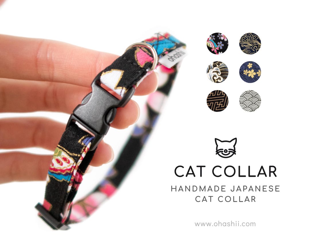 HANAMI Cat Collar | Japanese Sakura Cat Collar | Cherry Blossom Cat ...