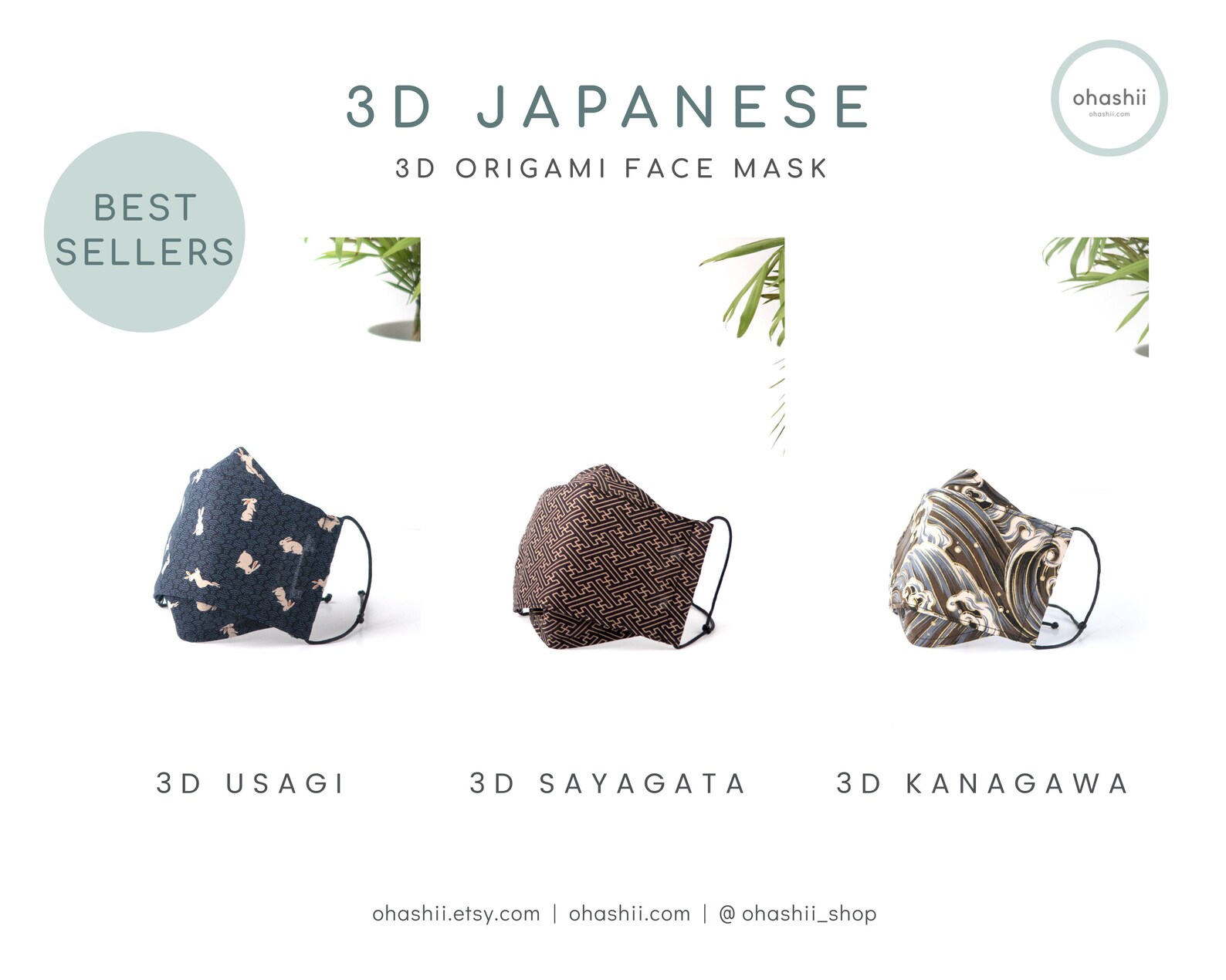3D Kumo: Japanese Premium Origami Adult Face Mask | Black & Gold Cloud ...