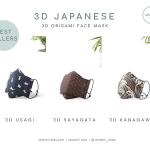 3D Kumo: Japanese Premium Origami Adult Face Mask | Black & Gold Cloud ...