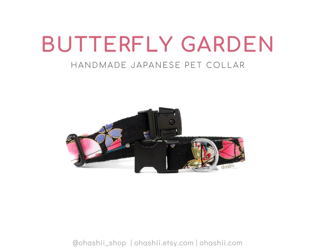 Butterfly Garden Pet Collar | Japanese Butterfly Floral Dog Collar ...