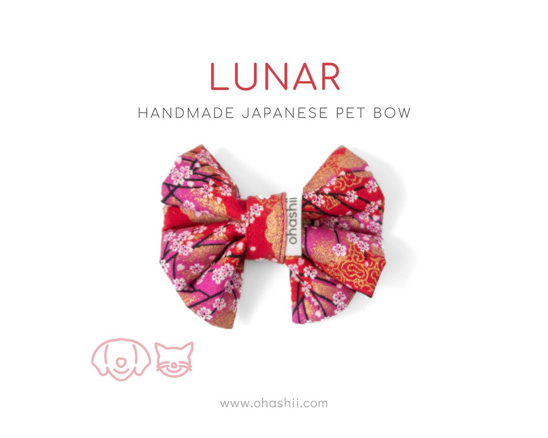 Cherry Blossom Pet Bow | Japanese Sakura Bow-tie for Cat & Dogs ...