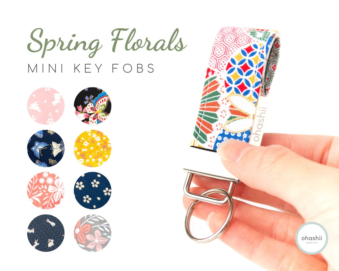 Spring Floral Mini Key Fob | Flower Fabric Key Fobs & Wristlet | Cute ...