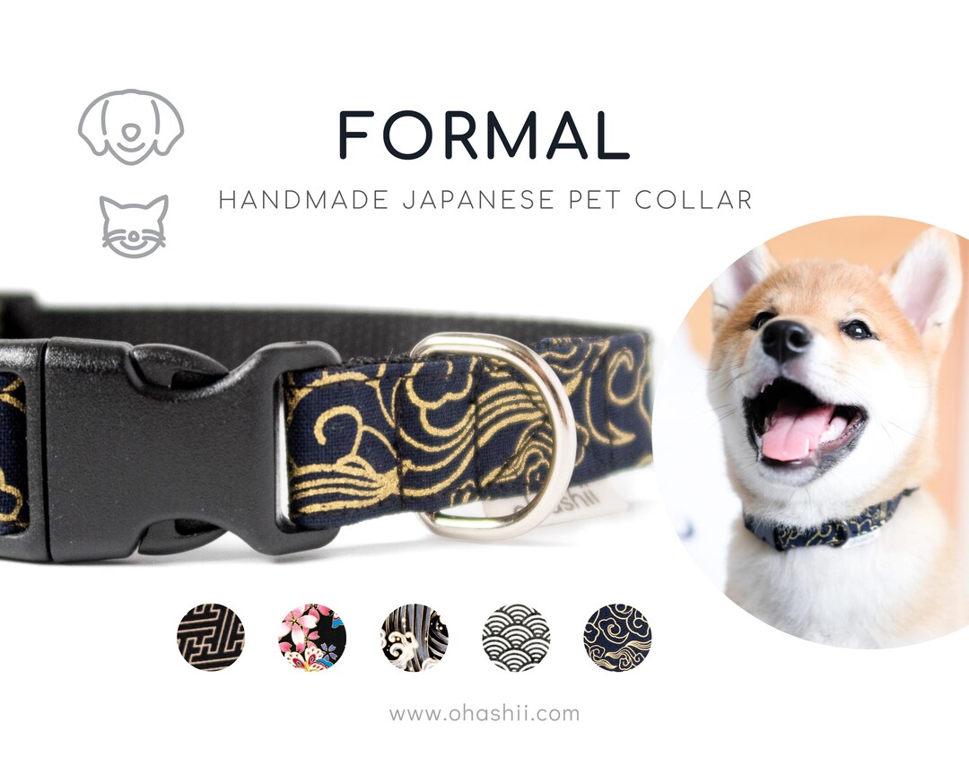 FORMAL Black Pet Collar | Japanese Statement Pet Collar for Dogs, Cats ...
