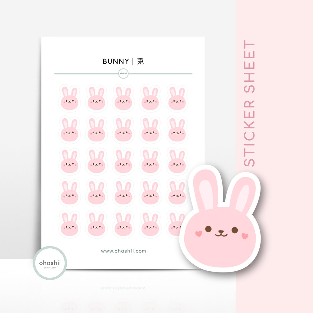 Kawaii Bunny Sticker Sheet Cute Rabbit Stickers Japanese Animal Usagi ...