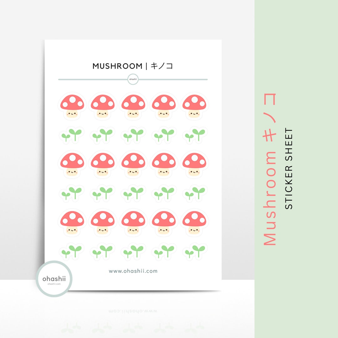 Kawaii Mushroom Sticker Sheet Cute Mushroom Planner Stickers - Etsy