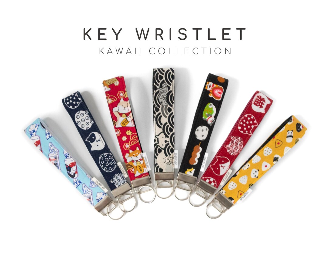 Kawaii Fabric Key Wristlet | Japanese Key Wristlet Keychain Anime Key ...