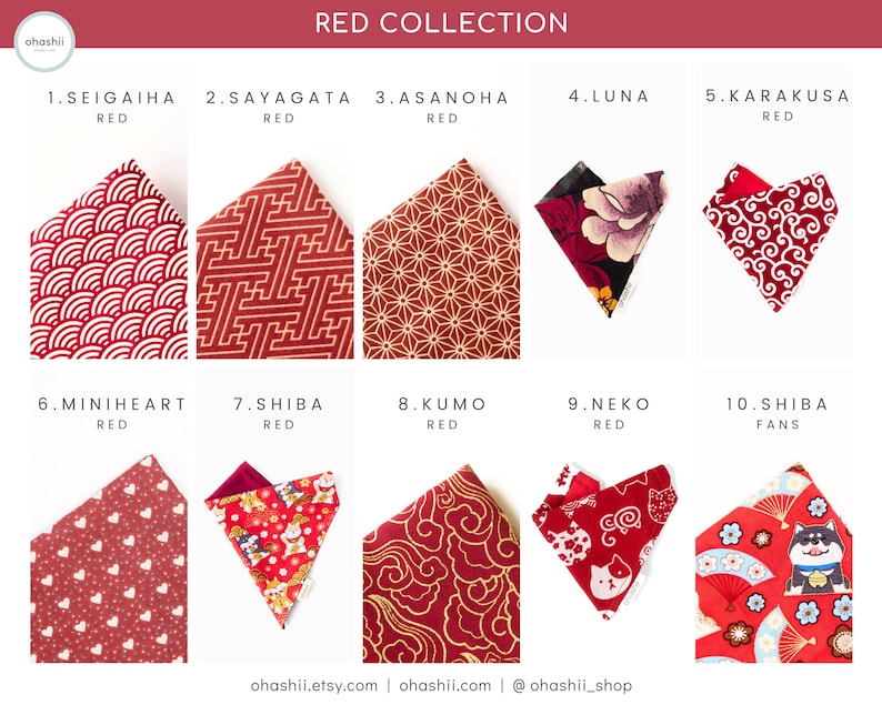 Anime Dog Bandana Red Japanese Waves Dog Bandana | Japanese Cat Bandana ...