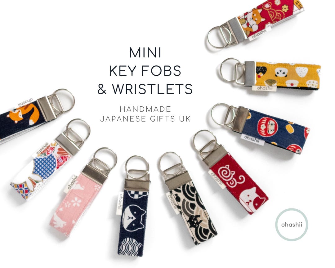 Cute Fabric Key Fob Mini | Japanese Fabric Key Ring Work Colleague Gift ...