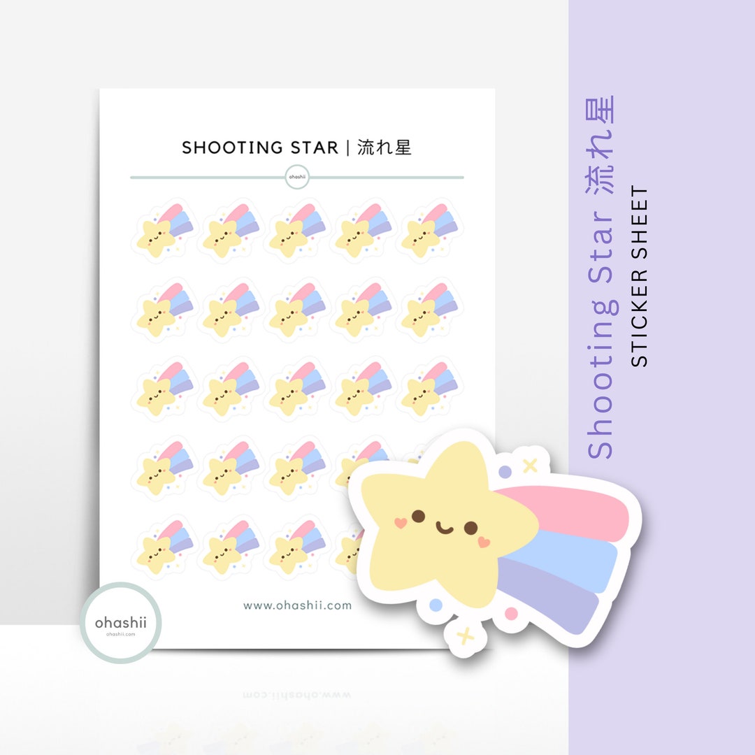 Shooting Star Sticker Sheet | Cute Shooting Star Planner Sticker ...