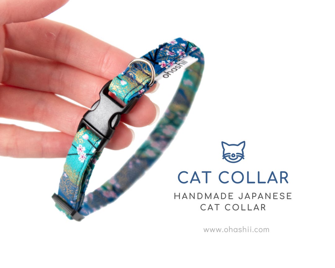 Japanese Cherry Blossom Cat Collar Blue | Cute Sakura Cat Collar Spring ...