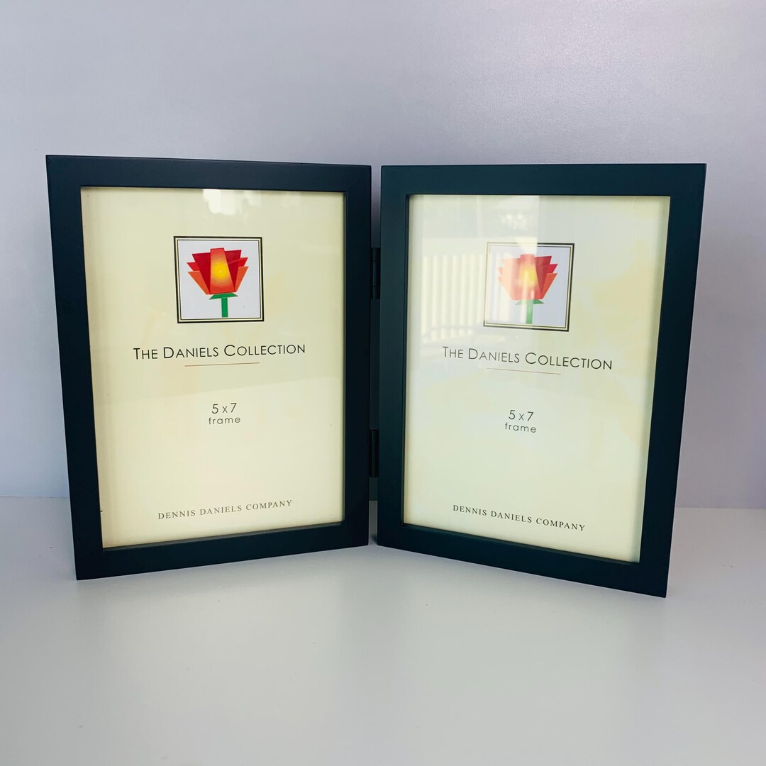 DOUBLE WOOD FRAME, Two Photos Picture Frame, Ebony Black Finish Wooden ...