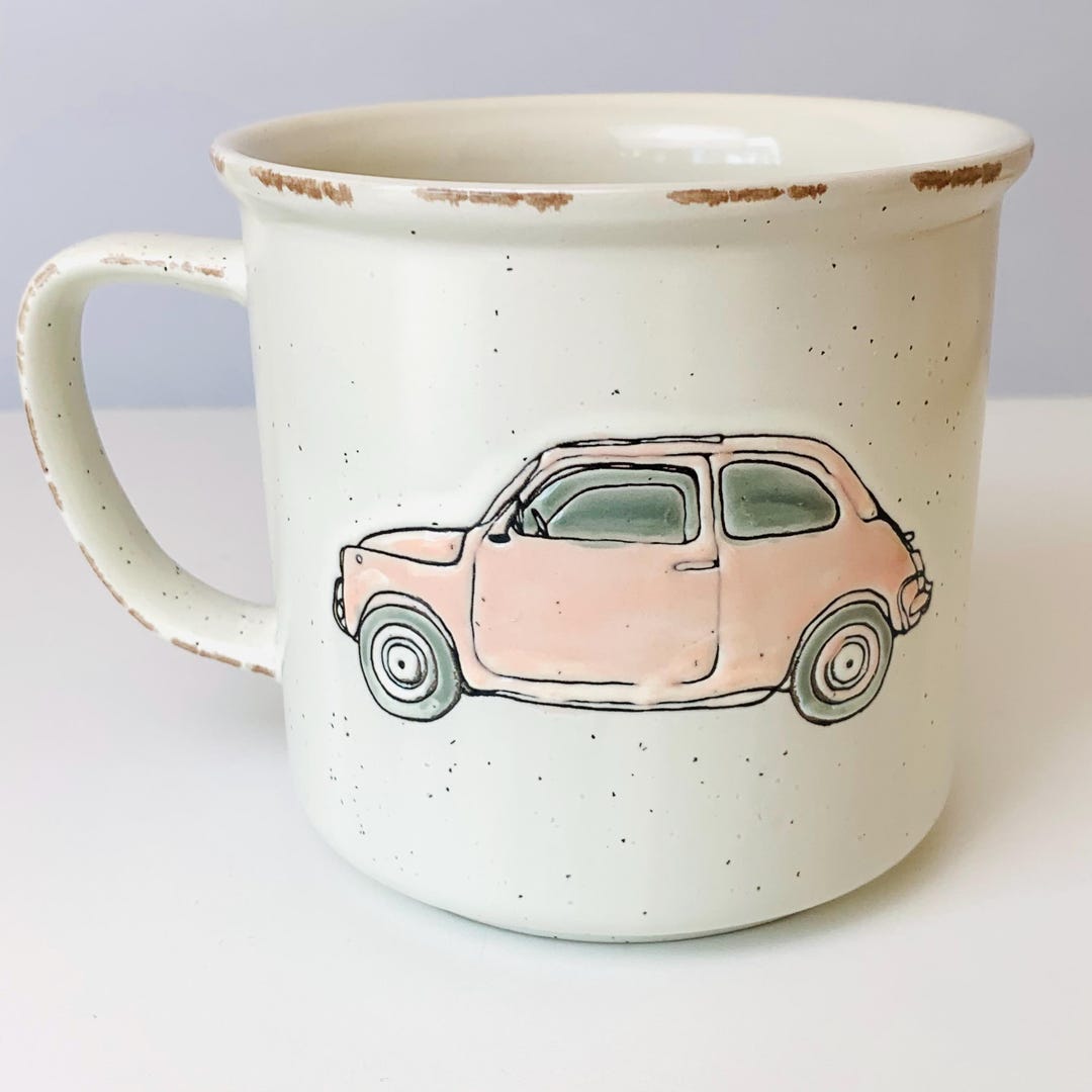 VINTAGE CAR MUG, Spectrum Designz Speckled Stoneware Embossed Retro Car ...