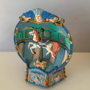 CAROUSEL HORSE MUSIC Box, Vintage Music Box, Plays Dedicated to the One ...