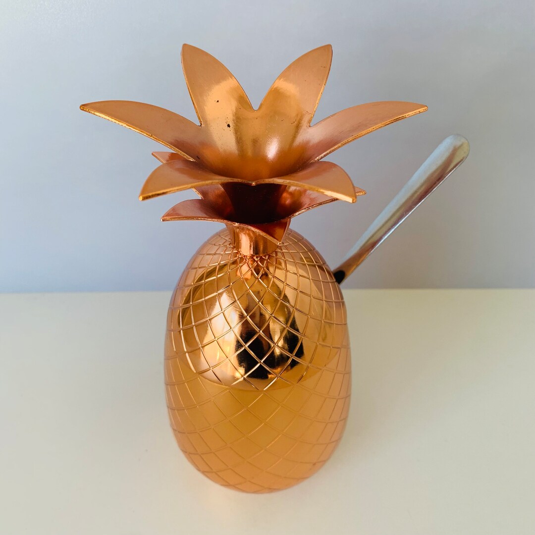 METAL PINEAPPLE CANISTER, Copper Tone Metal Pineapple Jar Container W ...