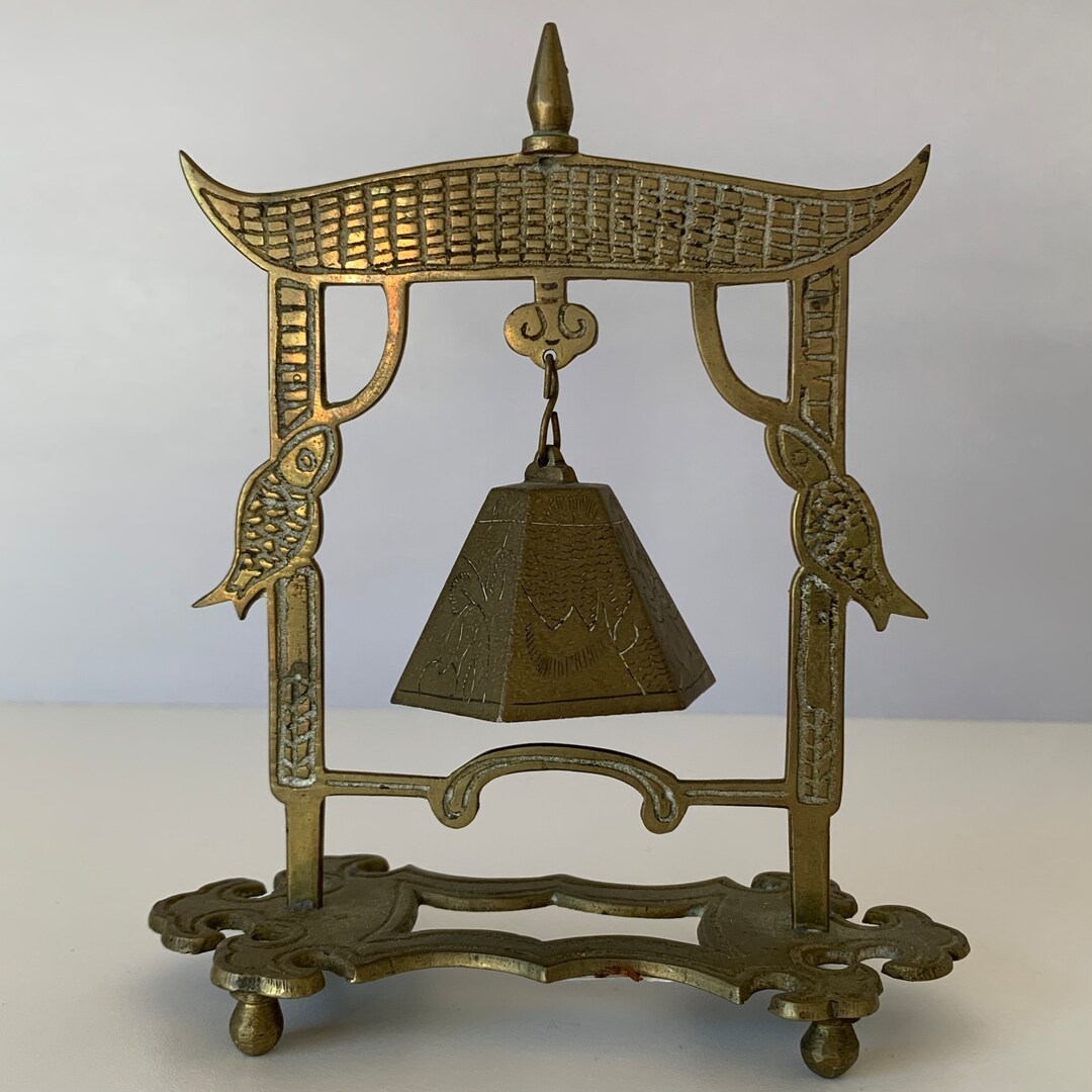 BRASS PAGODA BELL, Brass Figurine Pagoda Temple Bell, Vintage Brass ...