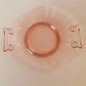 PINK GLASS TRAY, Pink Depression Glass Serving Plate With Glass Handles ...