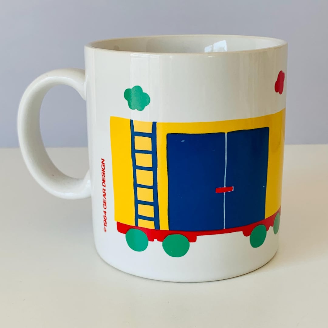 TOY TRAIN MUG, Vintage 1984 Gear Designs Choo Choo Train Ceramic Coffee ...