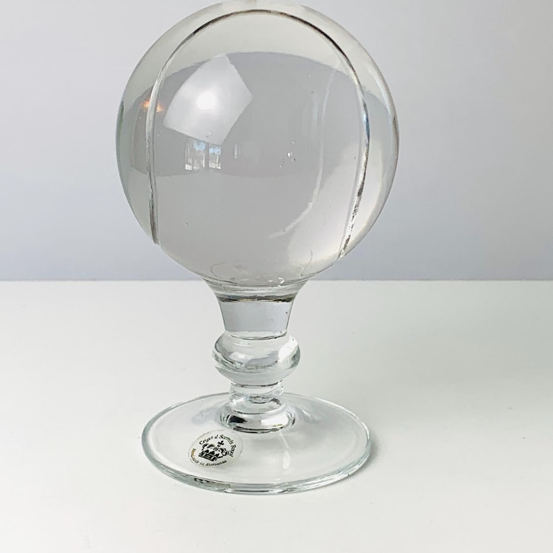 TENNIS BALL PAPERWEIGHT, Crystal Sarmis Royal Glass Figure, Solid Glass ...