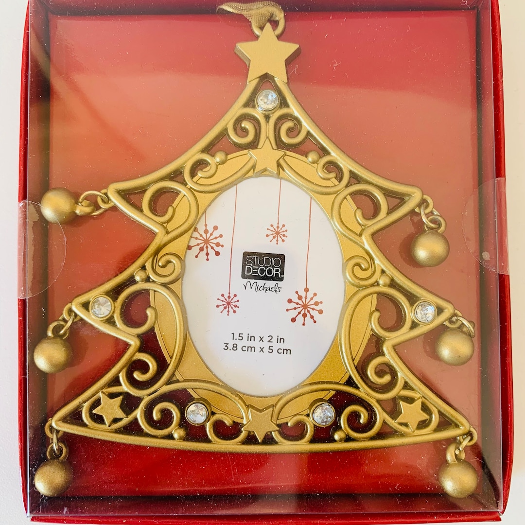 JEWELED FRAME ORNAMENT, Studio Decor Christmas Tree Shaped Picture ...