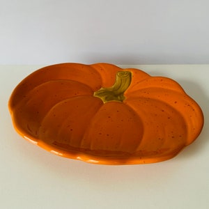 PUMPKIN SHAPE PLATE, 9 Wide Orange Ceramic Pumpkin Dish, at Home Co ...