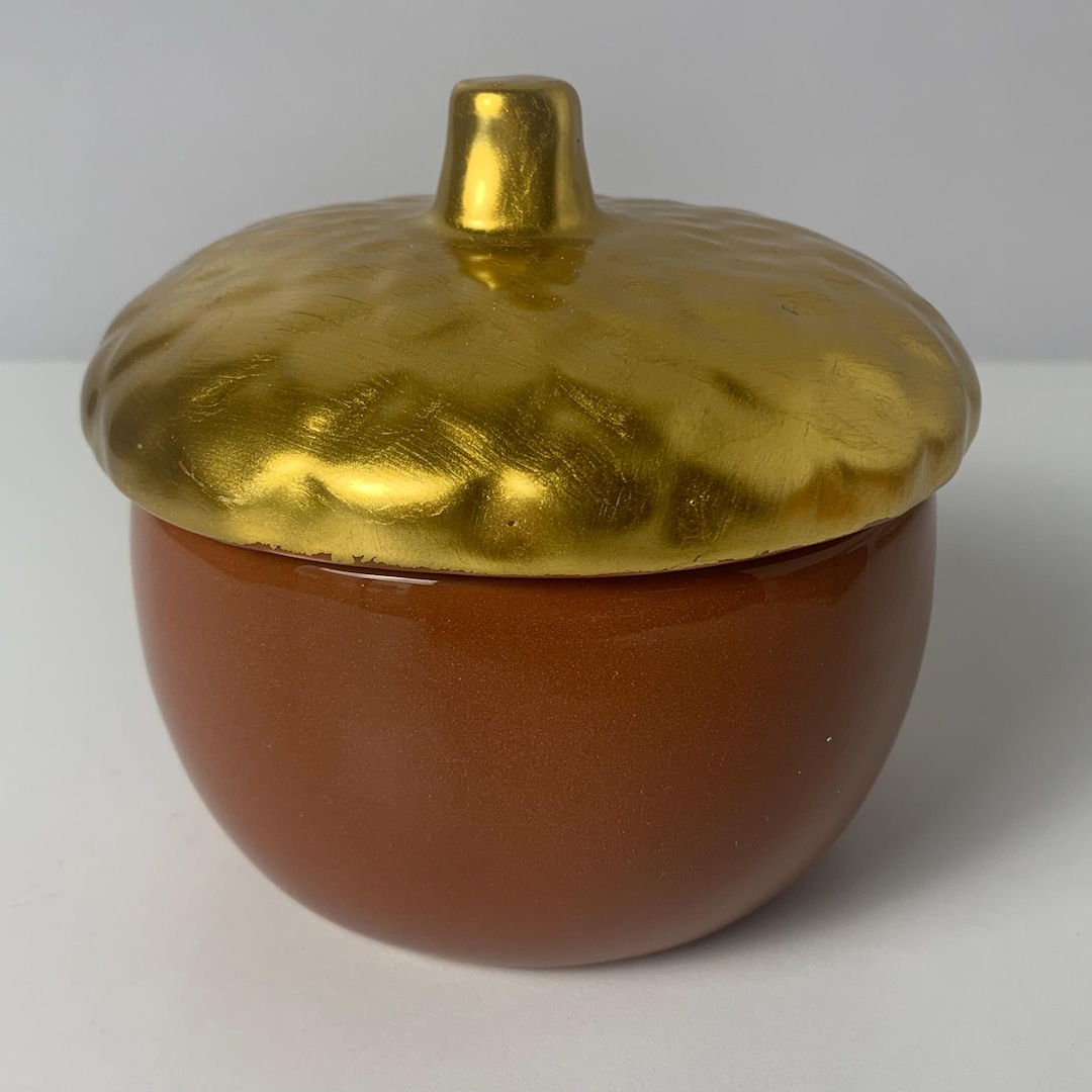 ACORN SHAPE JAR, Lidded Ceramic Acorn Storage Jar With Removable Lid ...