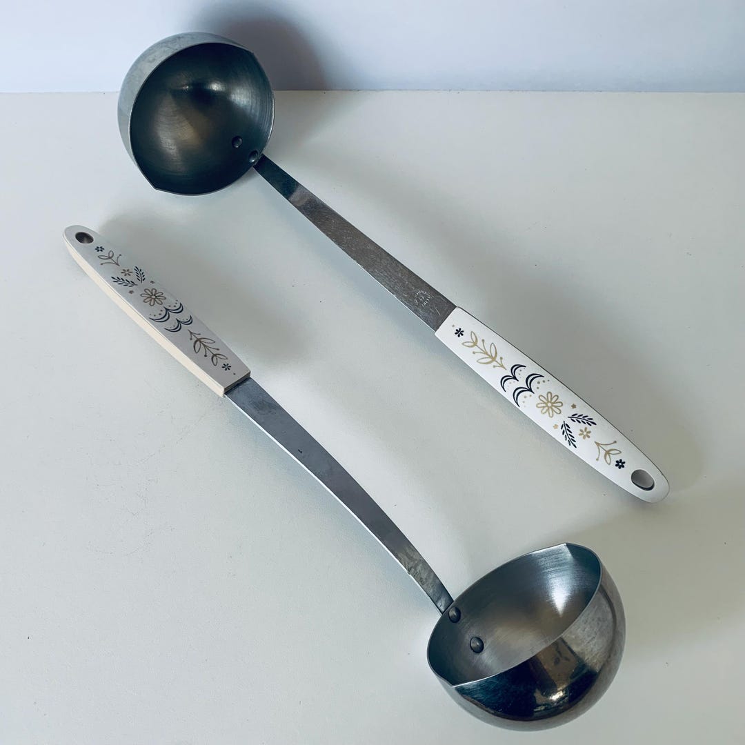 2 VINTAGE FLINT LADLES, 60's Ekco Flint Harvest Wheat Design, Cooking ...