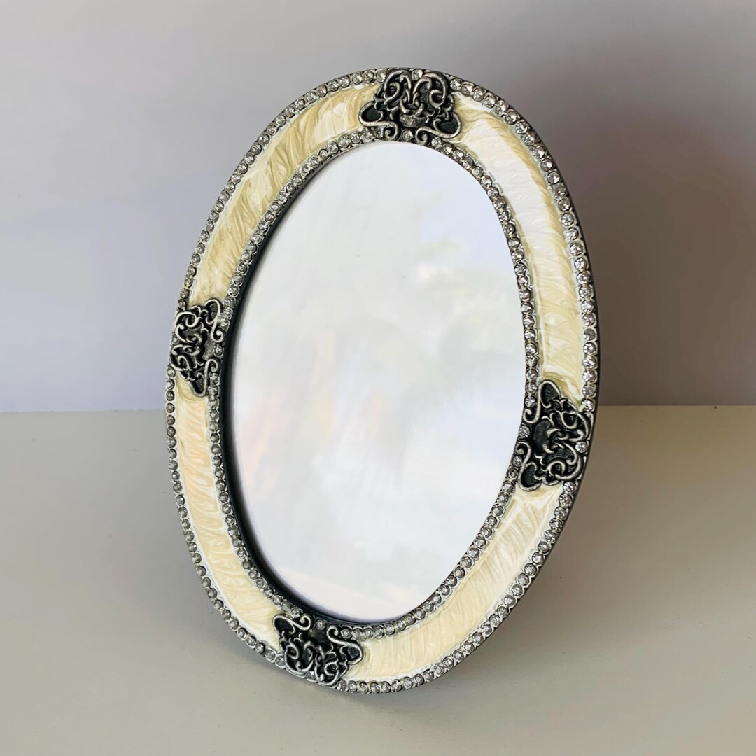 ENAMEL and JEWELED OVAL Frame, Oval Jewels Frame for 4x6 Photo, Tan ...