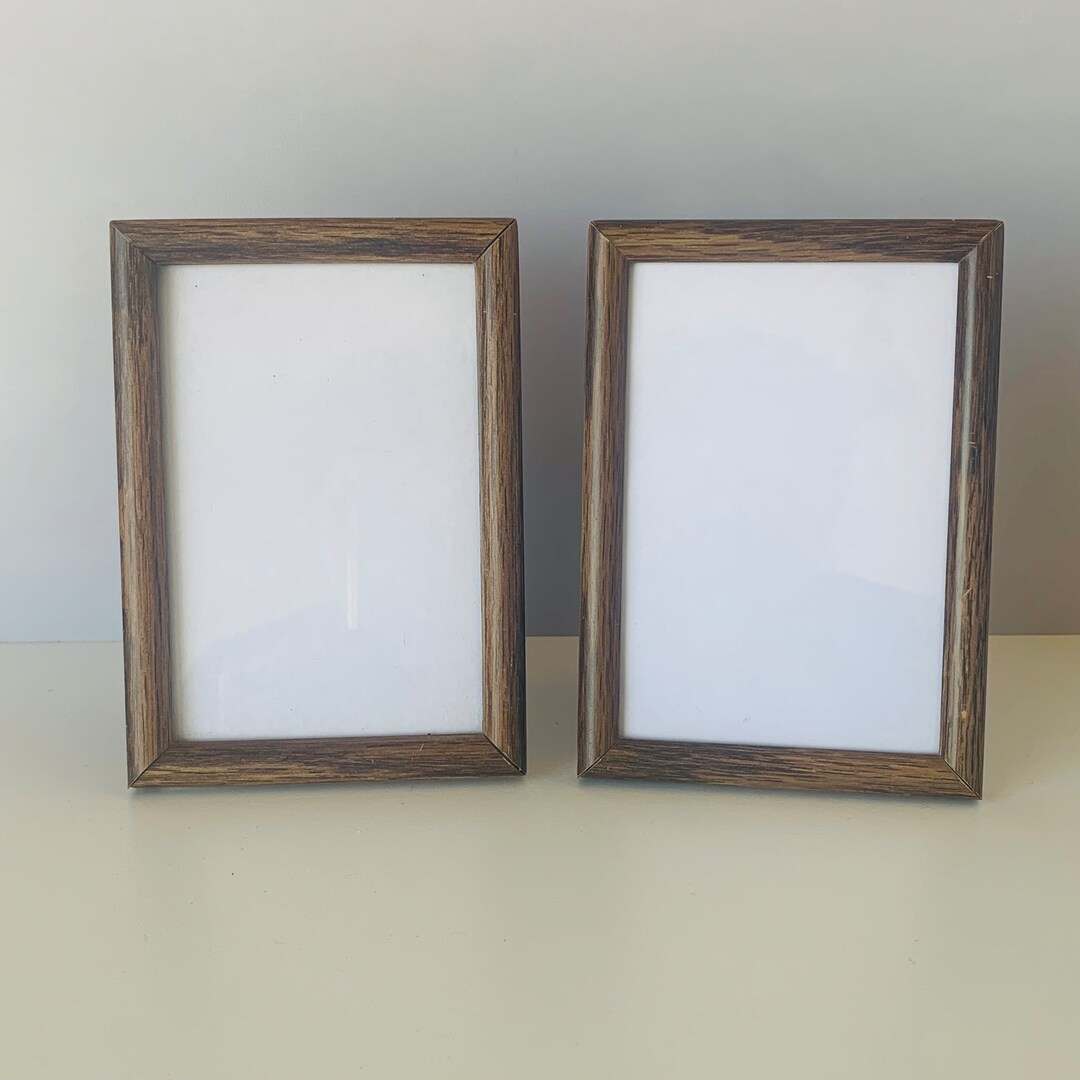 2 INTERCRAFT FAUX WOOD Metal Photo Frames, Small Metal Picture Frames ...