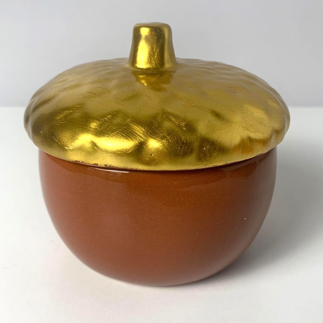 ACORN SHAPE JAR, Lidded Ceramic Acorn Storage Jar With Removable Lid ...
