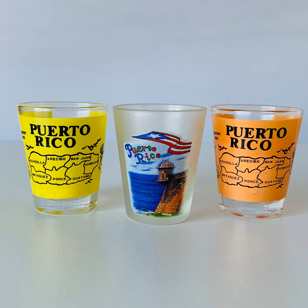 3 PUERTO RICO Shot Glasses, Puerto Rico Island Seven Regions on Map ...