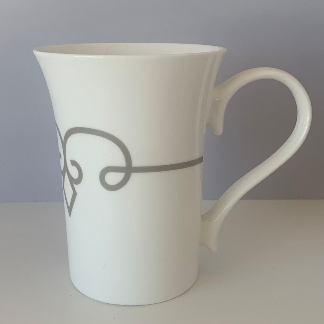 STARBUCKS 2014 MUG, Starbucks White Cup Tan Scroll and Scroll Handle ...