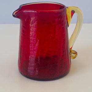 SMALL GLASS PITCHER, Red and Amber Glass 2-1/2 T Pitcher Creamer, Red ...