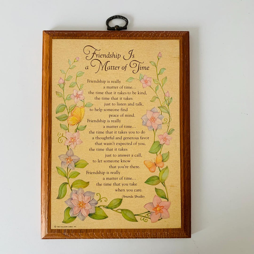FRIENDSHIP PLAQUE, Vintage HALLMARK "friendship is a Matter of Time ...