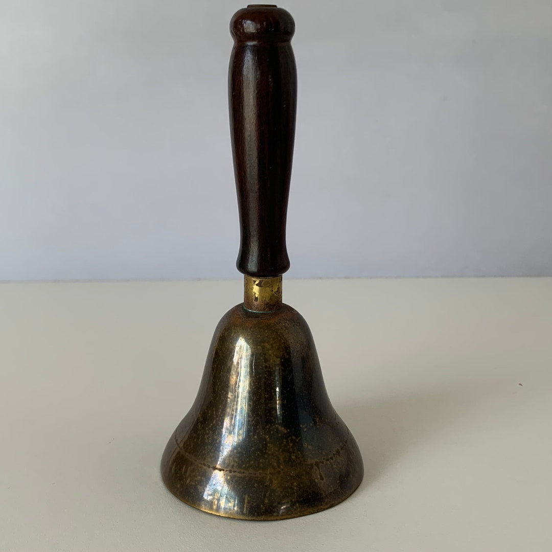 BRASS SCHOOL BELL, Dinner Bell, Brass Bell, Vintage Patina Bell, Loud ...