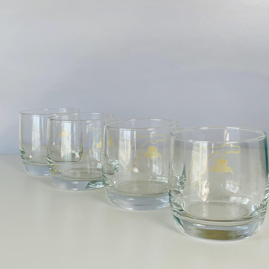 4 CROWN ROYAL FLORIDA Whiskey Glasses, Round Shape Crown Royal Rocks ...