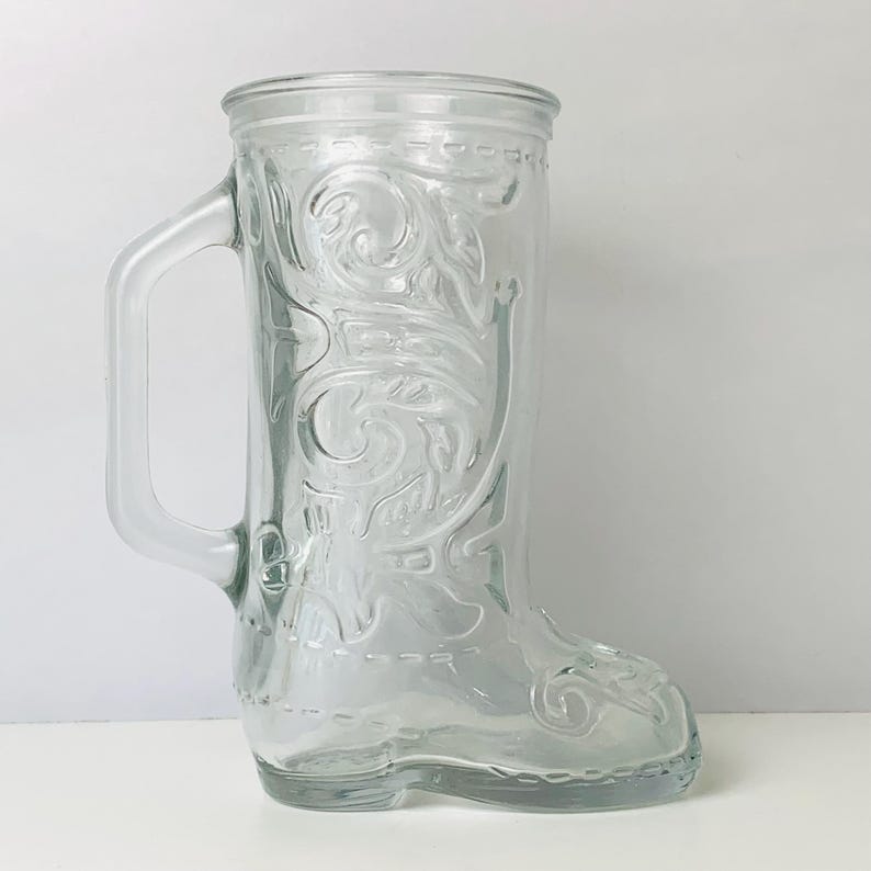 6” GLASS BOOT STEIN, Libbey Heavy Clear Glass Boot Shape Mug, Vintage ...