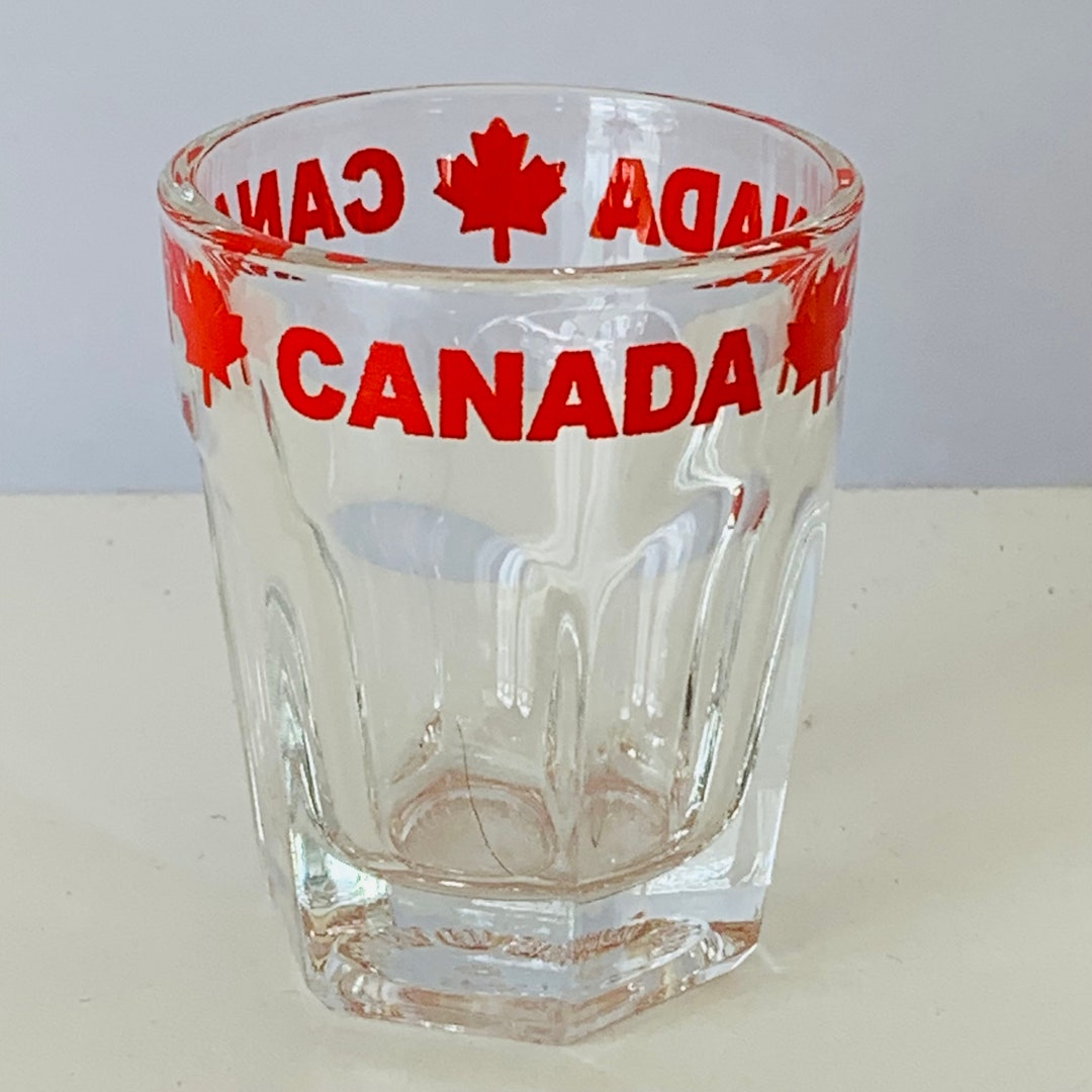 CANADA SHOT Glass, Clear Glass Shot Glass, Canada Maple Leaf, Canada ...