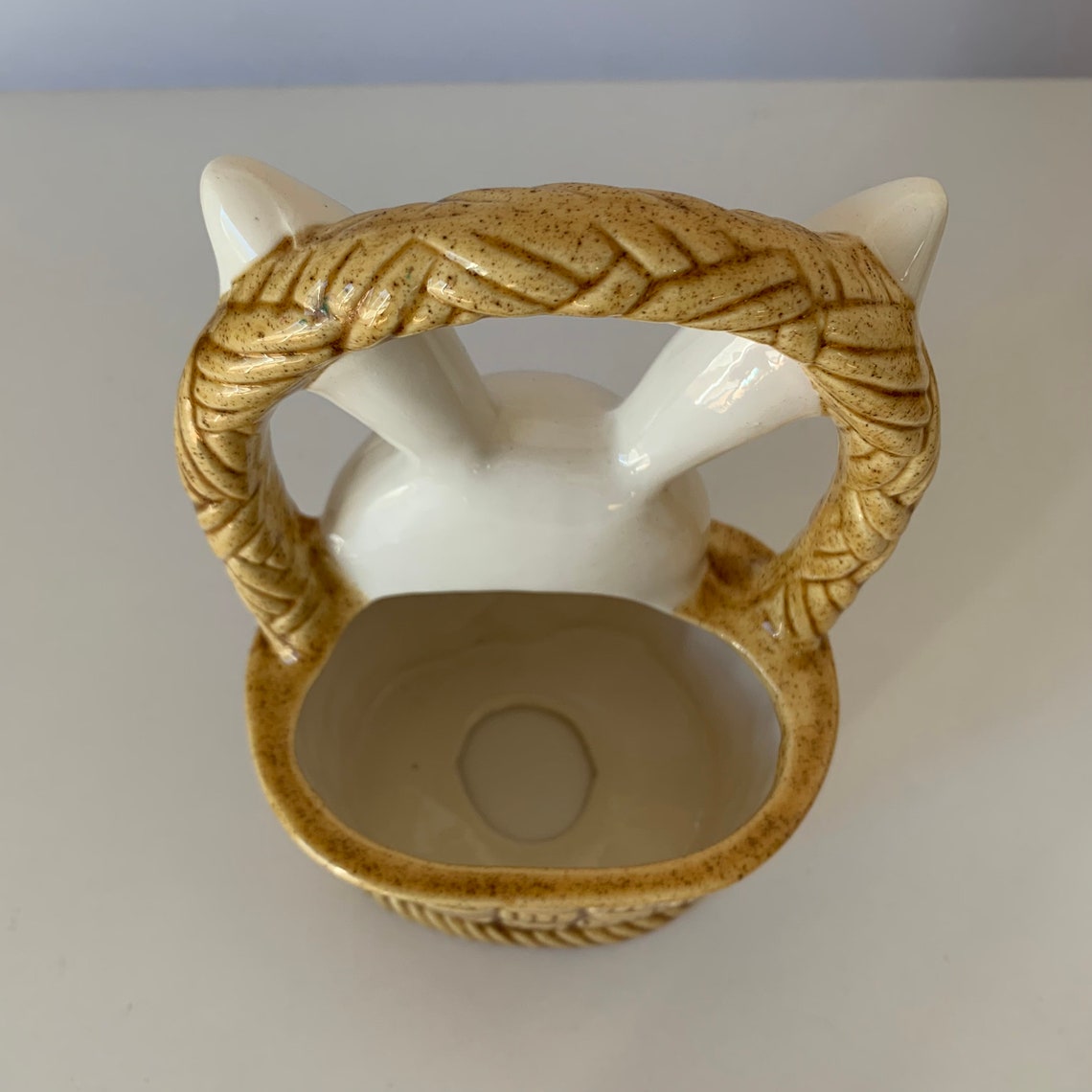 BUNNY BASKET PLANTER Ceramic Bunny Rabbit Basket Planter | Etsy