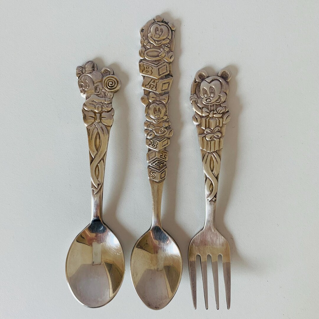 DISNEY CHILD'S CUTLERY, Set of 3 Disney Silver Finish Metal Spoons and ...