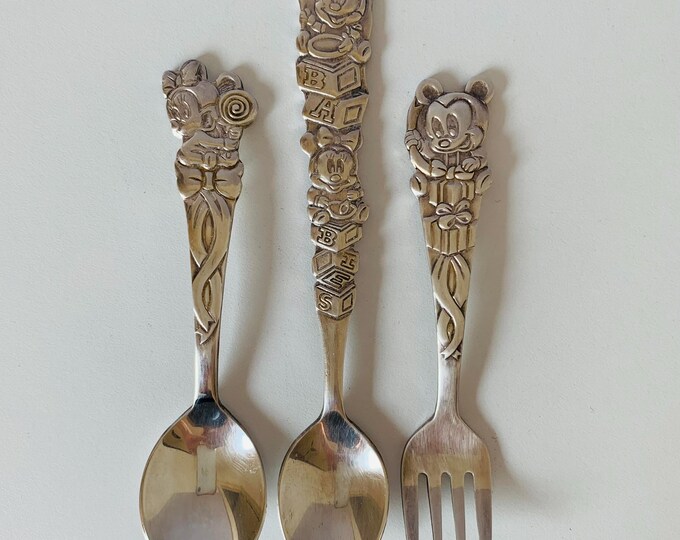 DISNEY CHILD'S CUTLERY, Set of 3 Disney Silver Finish Metal Spoons and ...