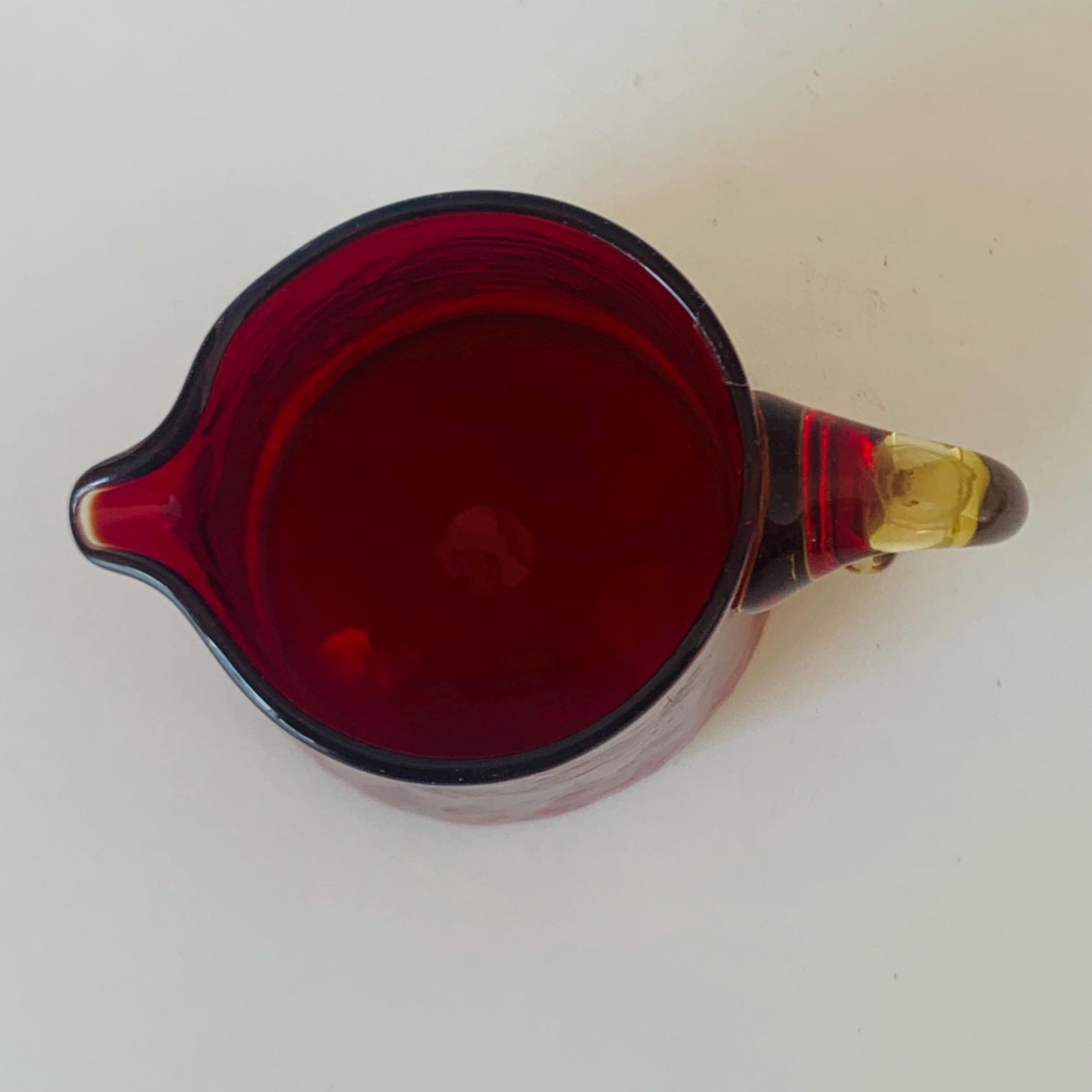 SMALL GLASS PITCHER, Red and Amber Glass 2-1/2 T Pitcher Creamer, Red ...