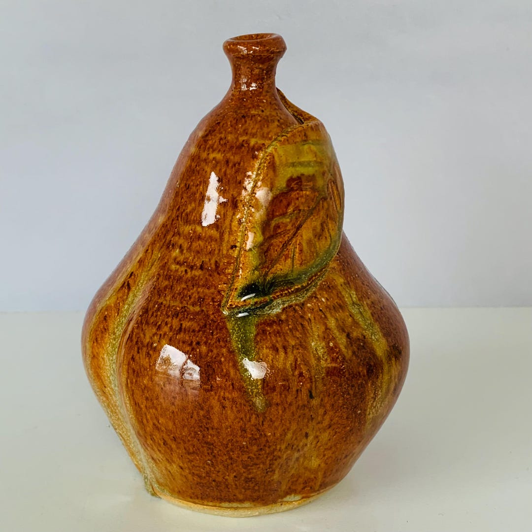 STONEWARE PEAR FIGURE, 5-1/2" Tall Handcrafted Studio Art Stoneware ...