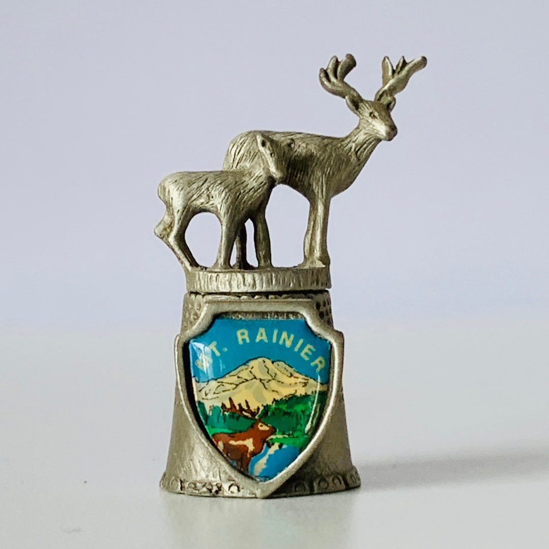 BUCK and FAWN THIMBLE, Vintage Buck Doe and Baby Fawn Deer Sewing ...