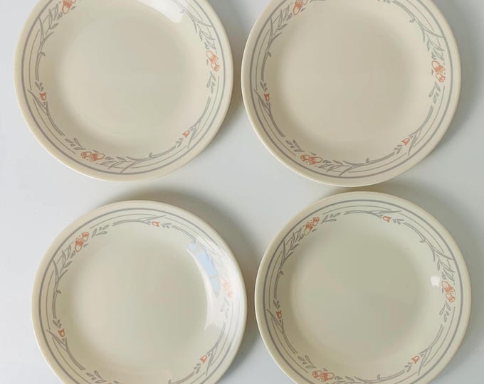 4 CORELLE SANDSTONE Tulip Rose Small Plates, Bread Appetizer Dessert ...